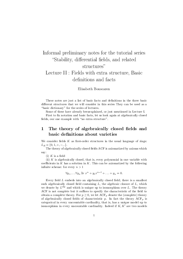 (PDF) Informal preliminary notes for the tutorial series "Stability ...