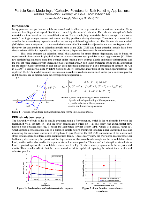 (PDF) Particle Scale Modelling of Cohesive Powders for Bulk Handling Applications
