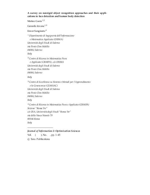 Pdf A Survey On Nonrigid Object Recognition Approaches And Their