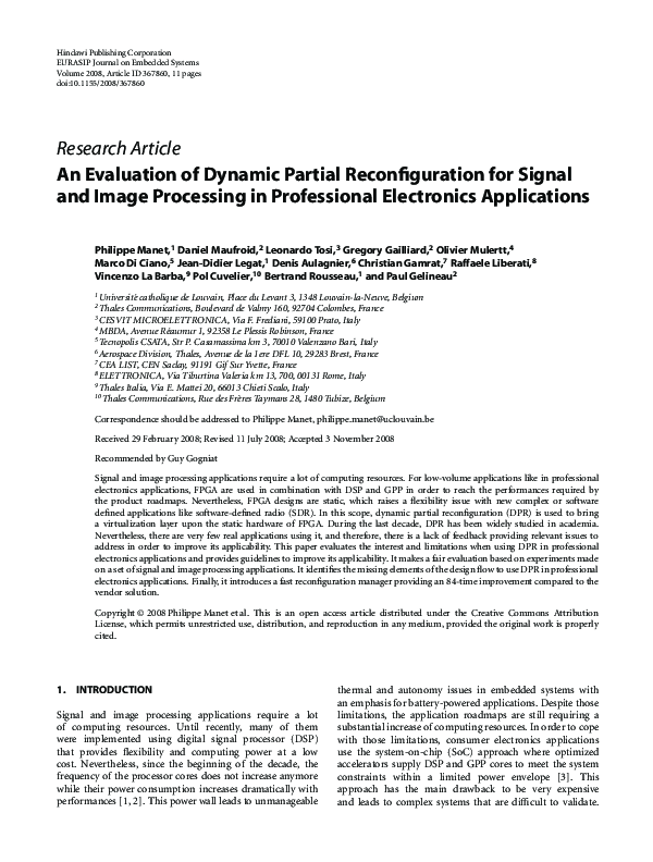 (PDF) An Evaluation of Dynamic Partial Reconfiguration for Signal and Image Processing in ...