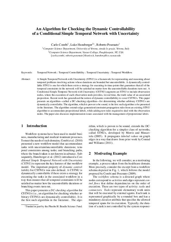 (PDF) An Algorithm for Checking the Dynamic Controllability of a Conditional Simple Temporal ...