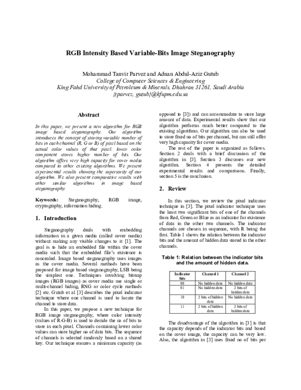 (PDF) Variable-Bits Steganography for RGB Images
