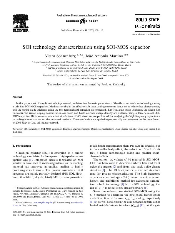 (PDF) SOI technology characterization using SOI-MOS capacitor