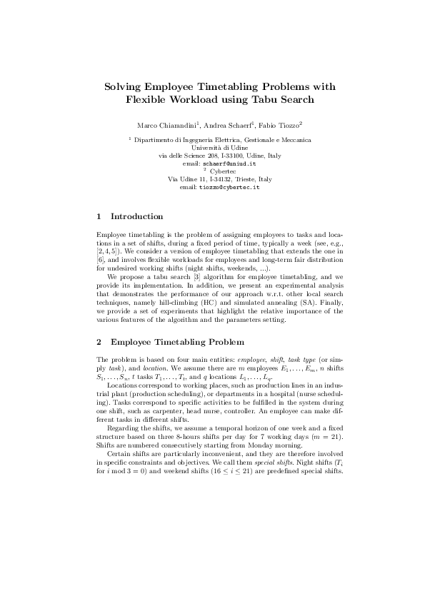Pdf Solving Employee Timetabling Problems With Flexible Workload