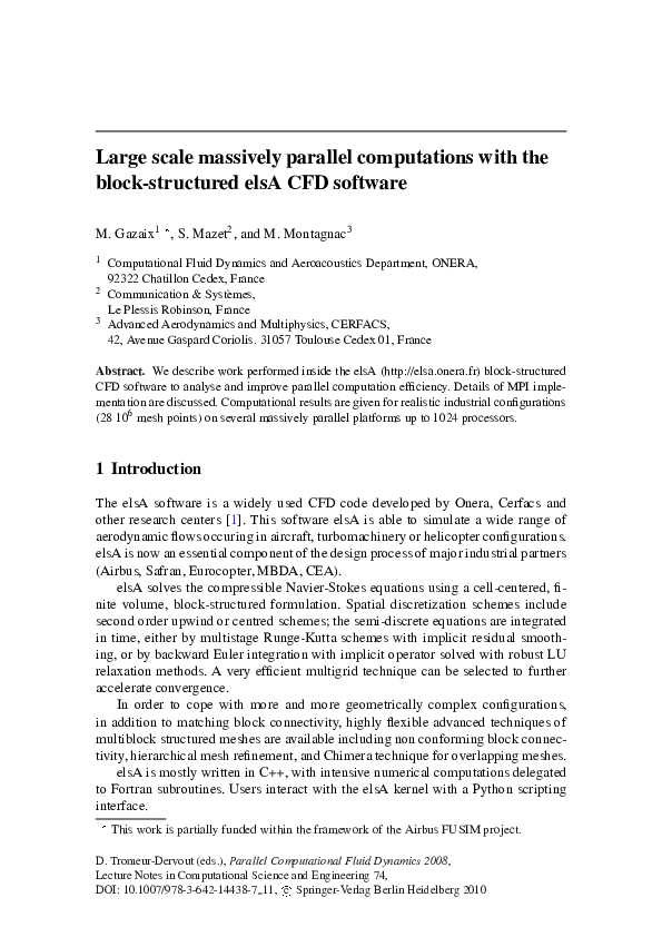 (PDF) Large scale massively parallel computations with the block-structured elsA CFD software
