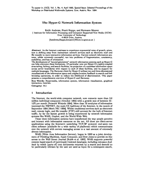 (PDF) The Hyper-G Network Information System