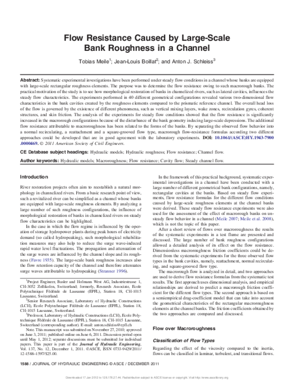 (PDF) Flow Resistance Caused by Large-Scale Bank Roughness in a Channel