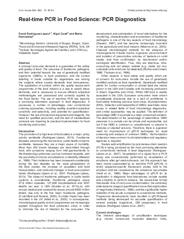 (PDF) Real-time PCR in Food Science: PCR Diagnostics