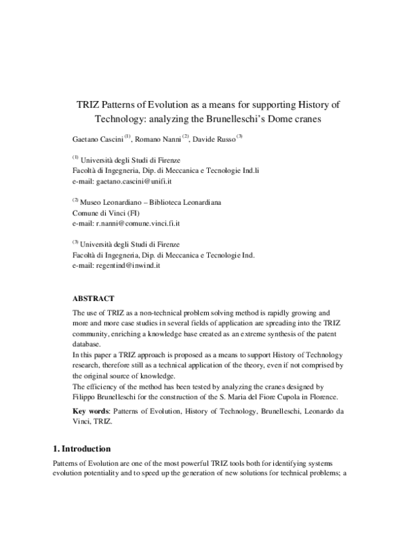(PDF) TRIZ Patterns of Evolution as a means for supporting History of ...