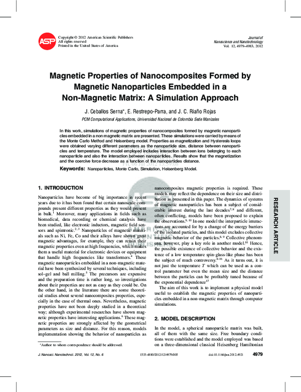 (PDF) Magnetic properties of nanocomposites formed by magnetic ...