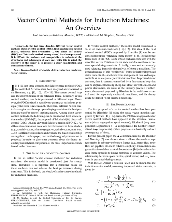 (PDF) Vector control methods for induction machines: an overview