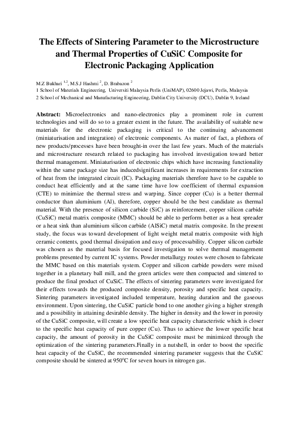(PDF) The Effects of Sintering Parameter to the Microstructure and Thermal Properties of CuSiC ...