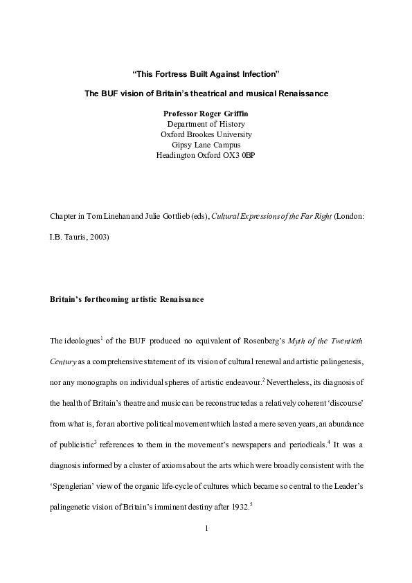 (PDF) This Fortress Built Against Infection" The BUF vision of Britain ...