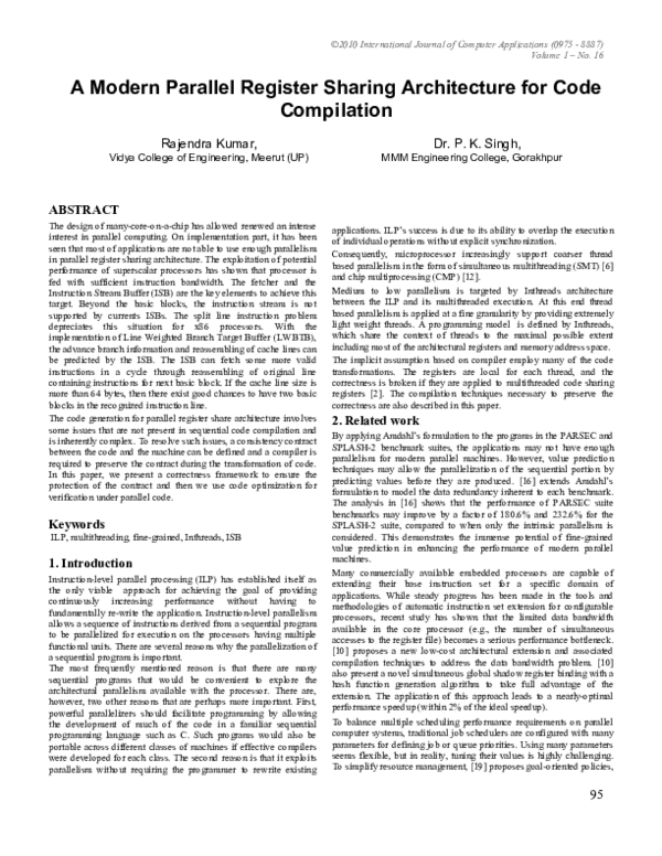 (PDF) A Modern Parallel Register Sharing Architecture for Code Compilation