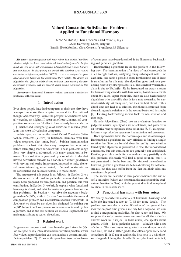 (PDF) Valued constraint satisfaction problems applied to functional harmony | Nele Verbiest ...