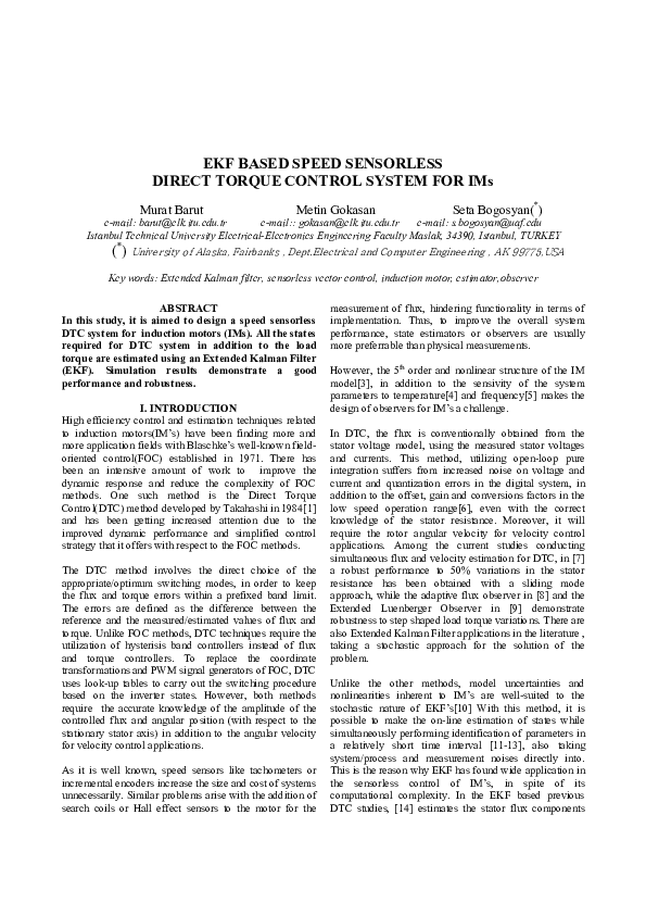 (PDF) EKF based speed sensorless direct torque control system for IMs