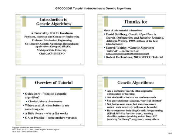 (PDF) Introduction to genetic algorithms