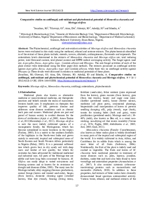 (PDF) Comparative studies on antifungal, anti-oxidant and phytochemical ...