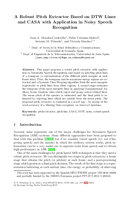 (PDF) A Robust Pitch Extractor Based on DTW Lines and CASA with ...