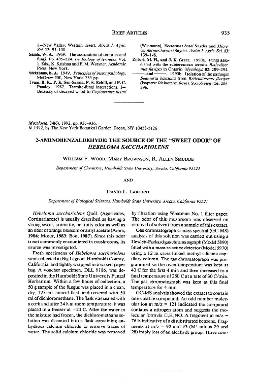 (PDF) 2-Aminobenzaldehyde: The Source of the "Sweet Odor" of Hebeloma ...