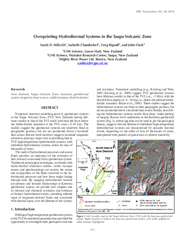 (PDF) Overprinting Hydrothermal Systems in the Taupo Volcanic Zone