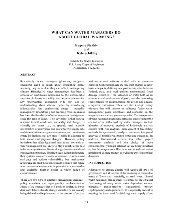 (PDF) What Can Water M Anagers Do About Global Warming?