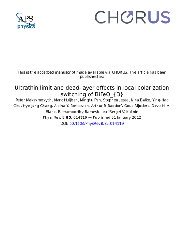 (PDF) Ultrathin limit and dead-layer effects in local polarization ...