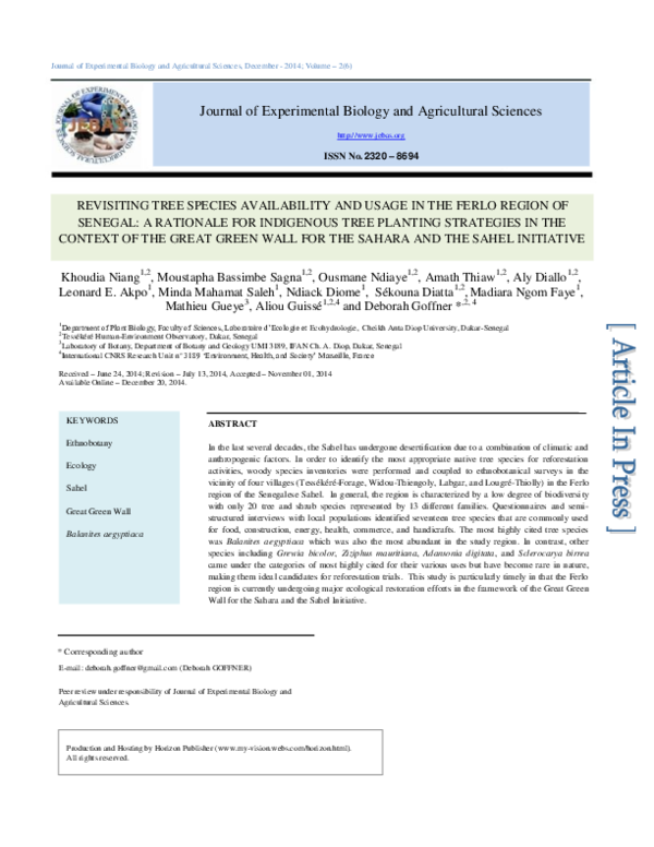 (PDF) Revisiting Tree Species Availability and Usage in the Ferlo ...