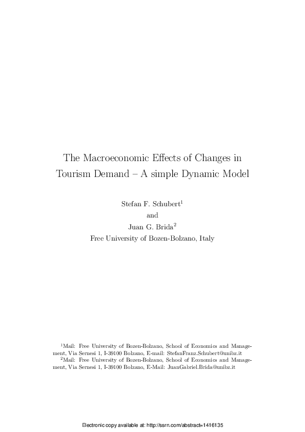 (PDF) Macroeconomic effects of changes in tourism demand: a simple dynamic model