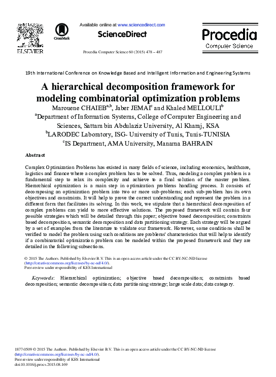 (PDF) A Hierarchical Decomposition Framework for Modeling Combinatorial ...