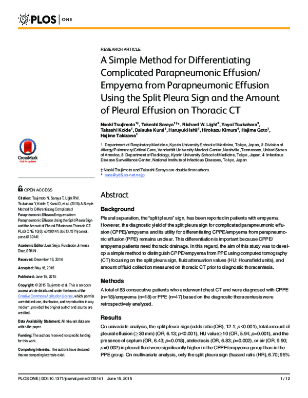 (PDF) A Simple Method for Differentiating Complicated Parapneumonic ...