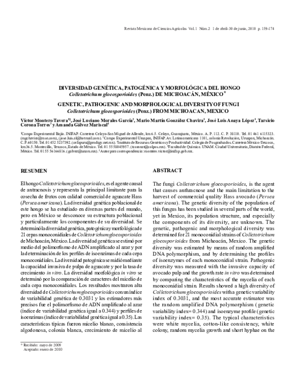 (PDF) Diversidad genética, patogénica y morfológica del hongo ...