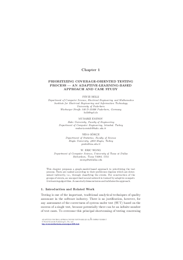 Pdf Prioritizing Coverage Oriented Testing Process An Adaptive Learning Based Approach And 