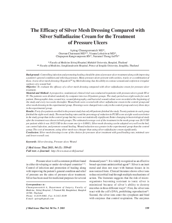 (PDF) The efficacy of silver mesh dressing compared with silver ...