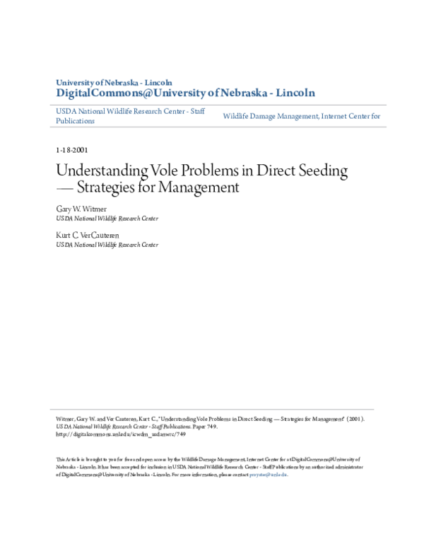 (PDF) Understanding Vole Problems in Direct Seeding — Strategies for ...