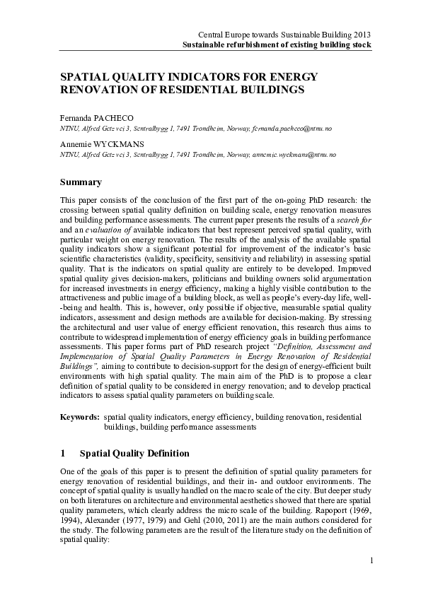 (PDF) Spatial Quality Indicators for Energy Renovation of Residential ...