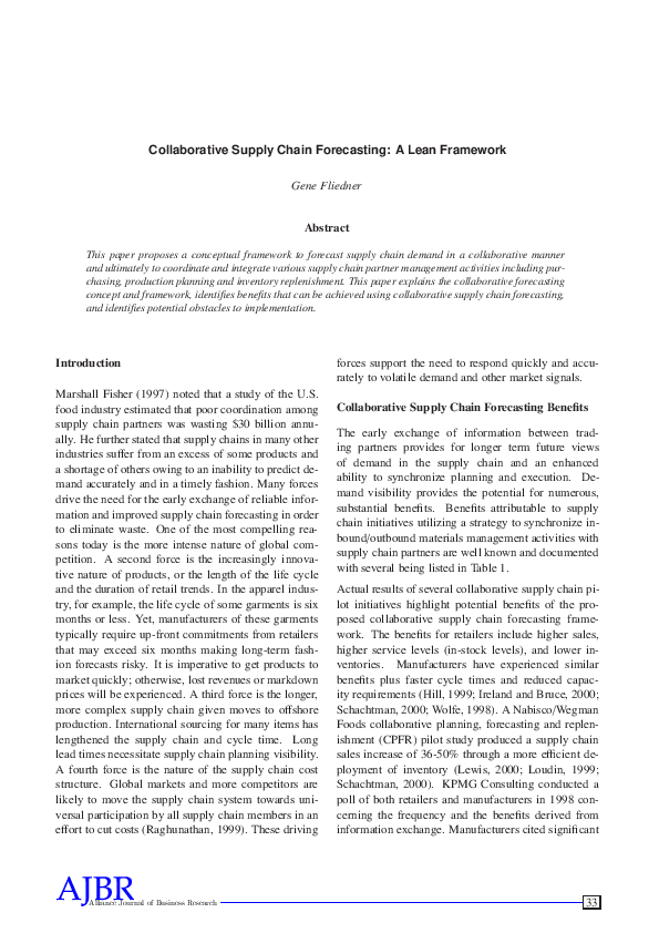 (PDF) Collaborative Supply Chain Forecasting: A Lean Framework