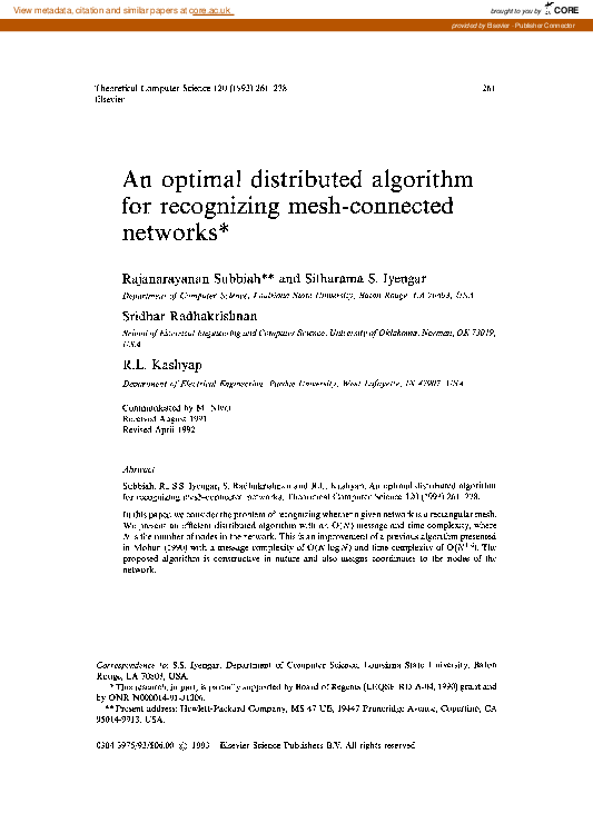 (PDF) An optimal distributed algorithm for recognizing mesh-connected networks