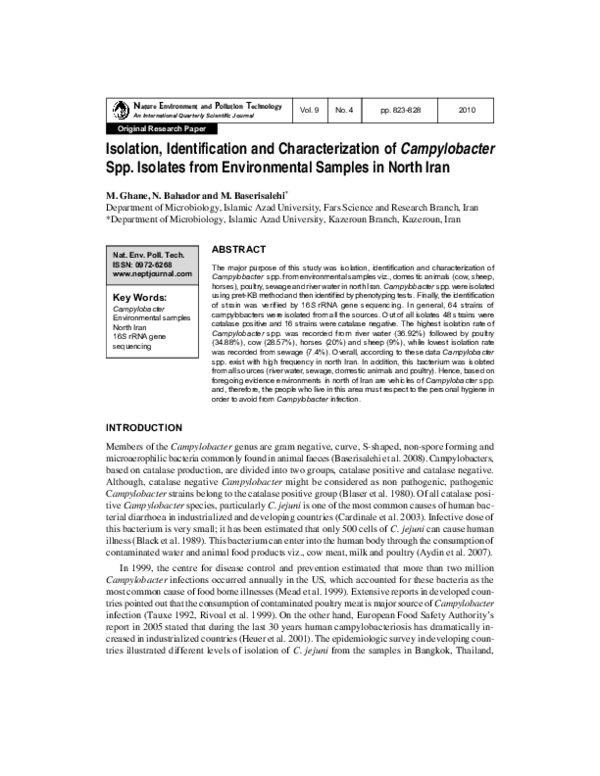 (PDF) Isolation, Identification and Charachterization of Campylobacter ...