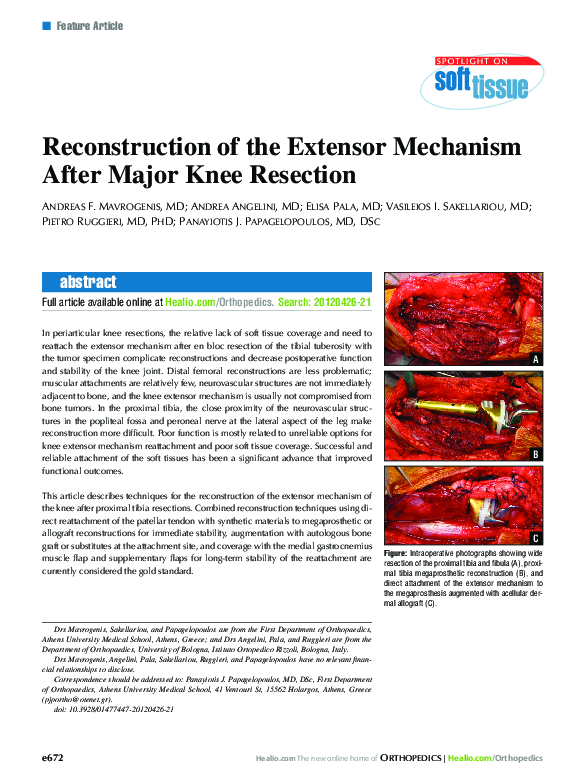 (PDF) Reconstruction of the Extensor Mechanism After Major Knee Resection