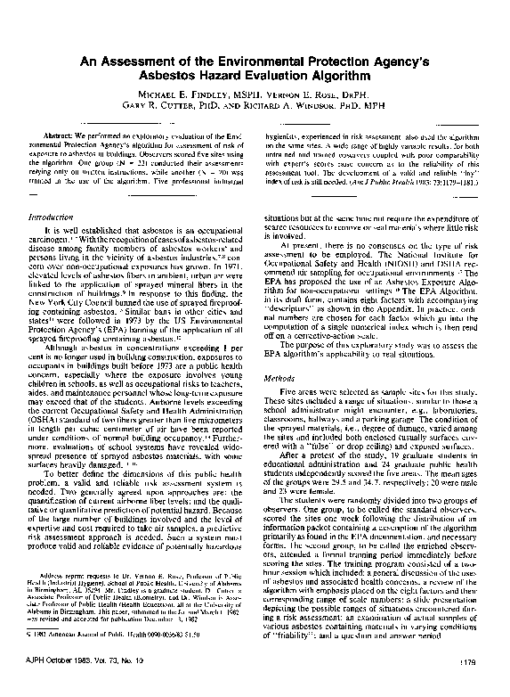 (PDF) An assessment of the Environmental Protection Agency's asbestos ...