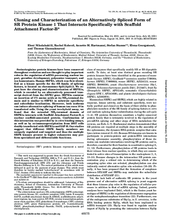 (PDF) Cloning and Characterization of an Alternatively Spliced Gene in ...