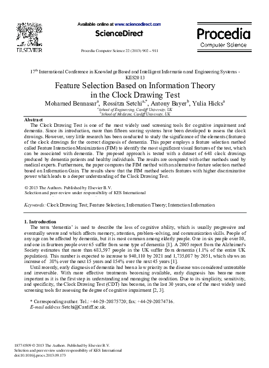 (PDF) Feature selection based on information theory | Rafael Fernandez - Academia.edu