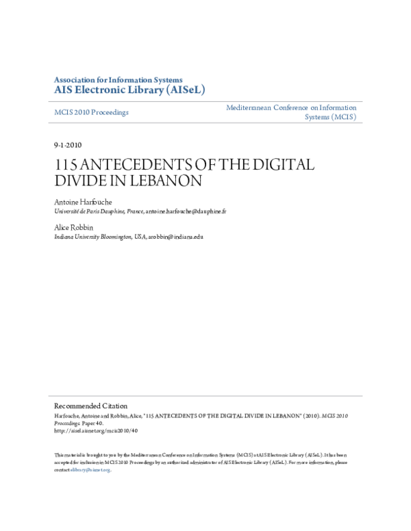 (PDF) Antecedents of the Digital Divide in Lebanon