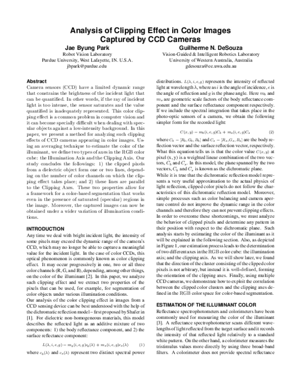 (PDF) Analysis of clipping effect in color images captured by CCD cameras