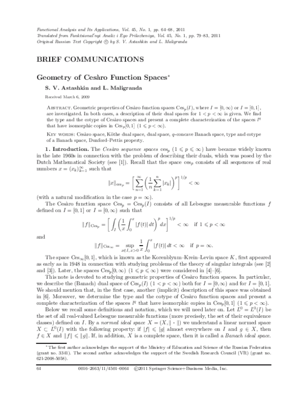 (PDF) Geometry of Cesàro function spaces