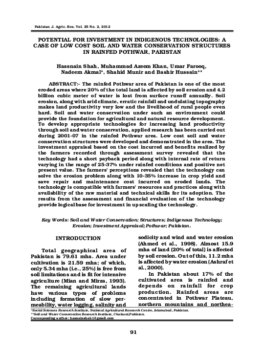 (PDF) Potential for Investment in Indigenous Technologies: A Case of ...