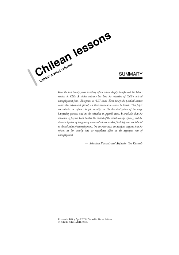 (PDF) Economic reforms and labour markets: policy issues and lessons ...