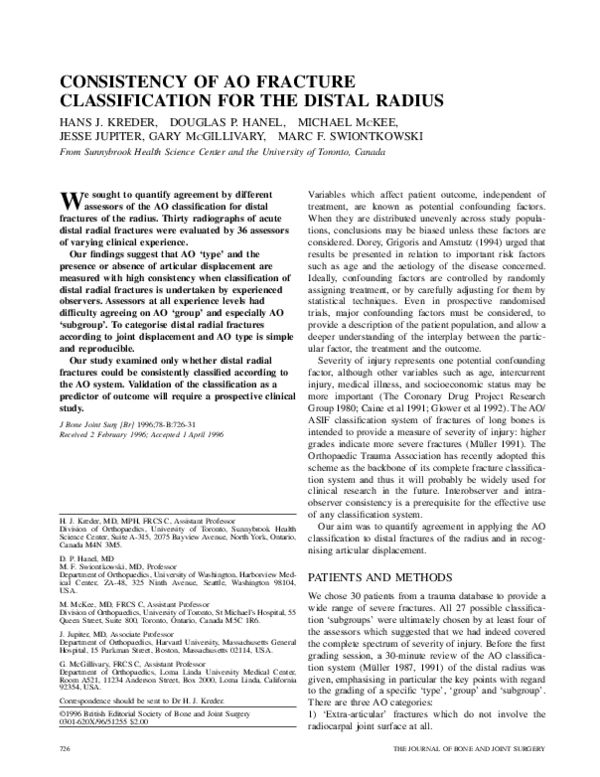 (PDF) Consistency of AO fracture classification for the distal radius