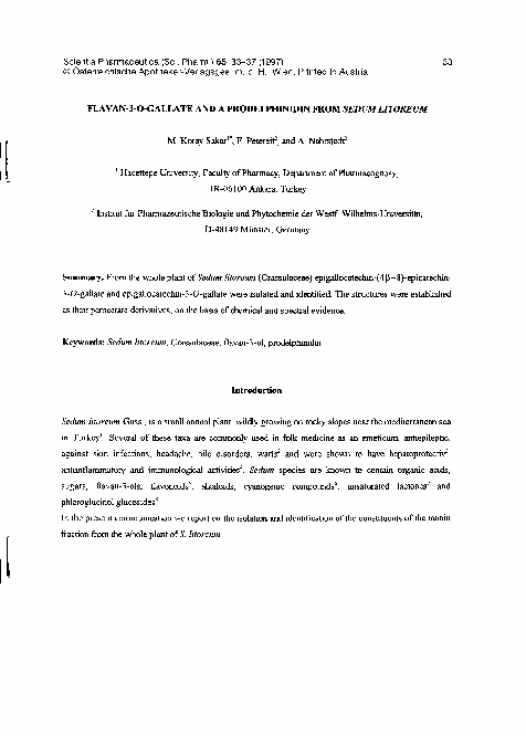 (PDF) FLAVAN-3-O-GALLATE and a Prodelphinidin from Sedum Litoreum